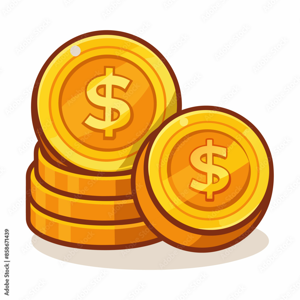 Coin clipart cartoon Illustration drawing Stock Vector | Adobe Stock