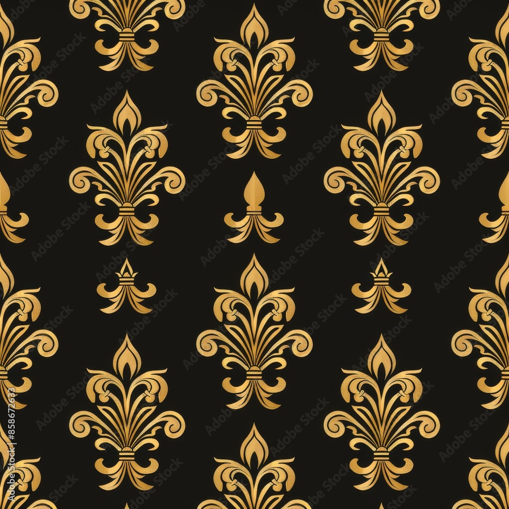 Create a repeating Louis pattern featuring classic fleur-de-lis symbols ...