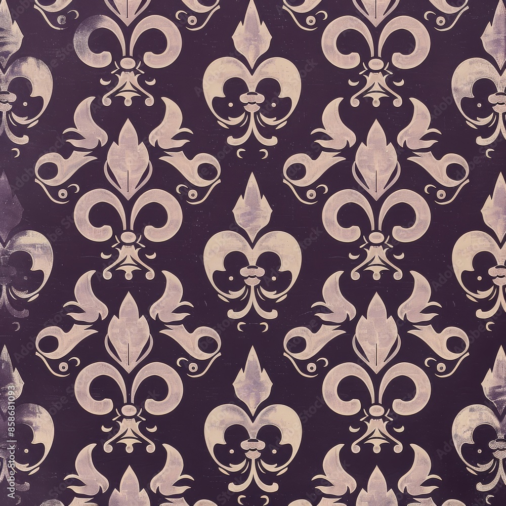 Generate a repeating Fleur De Lis pattern with alternating rows of ...