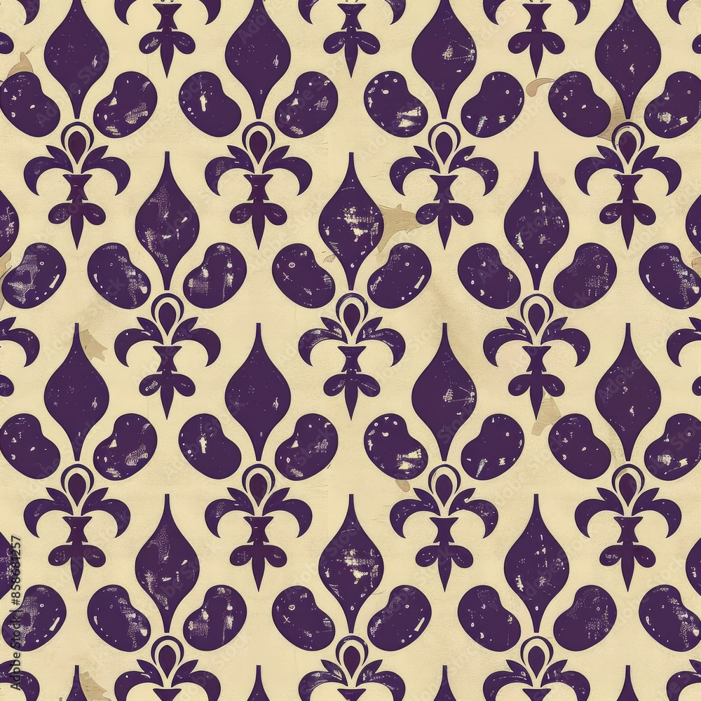 Generate a repeating Fleur De Lis pattern with alternating rows of ...