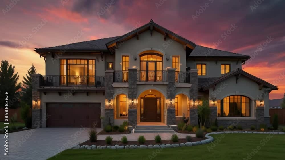 Expensive Mansion Grand Home House Maison Rock Stucco Front Exterior ...