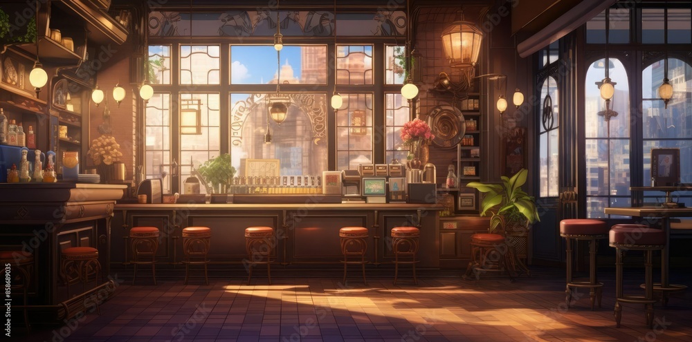 gacha club background featuring a bar area with a variety of stools, a ...
