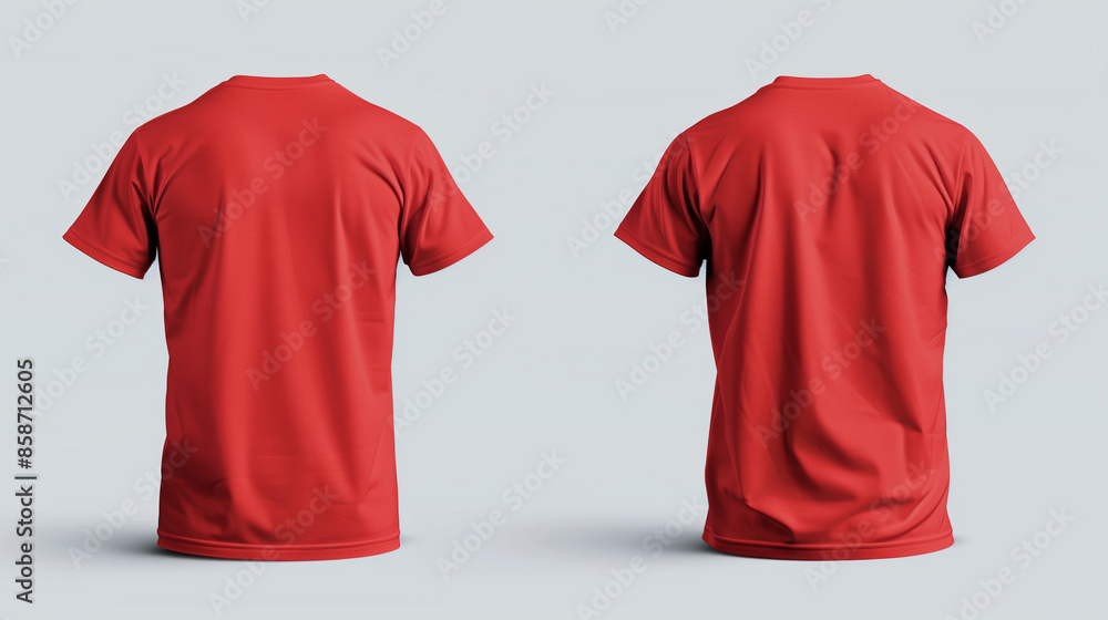 Red Shirt Design Template. Red t-shirt mock up, front and back view ...