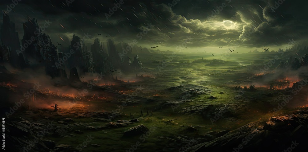 battle background for the video game environment featuring a large rock ...
