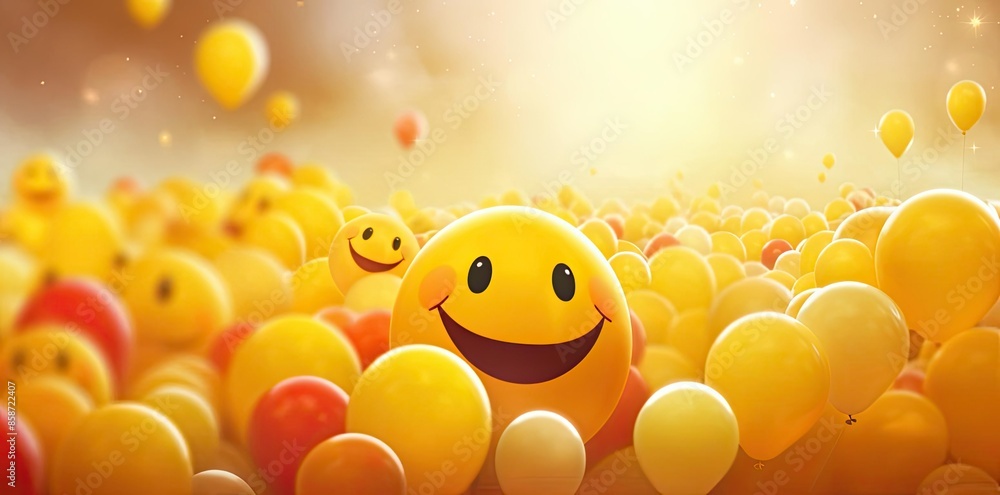 happiness background, background, soft texture, yellow balloons, smile ...