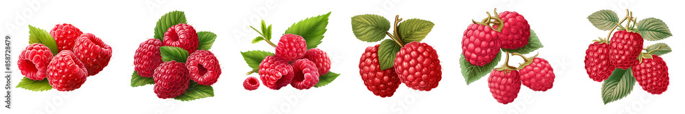 Realistic Raspberry Illustration with Leaves - Perfect for T-Shirt ...