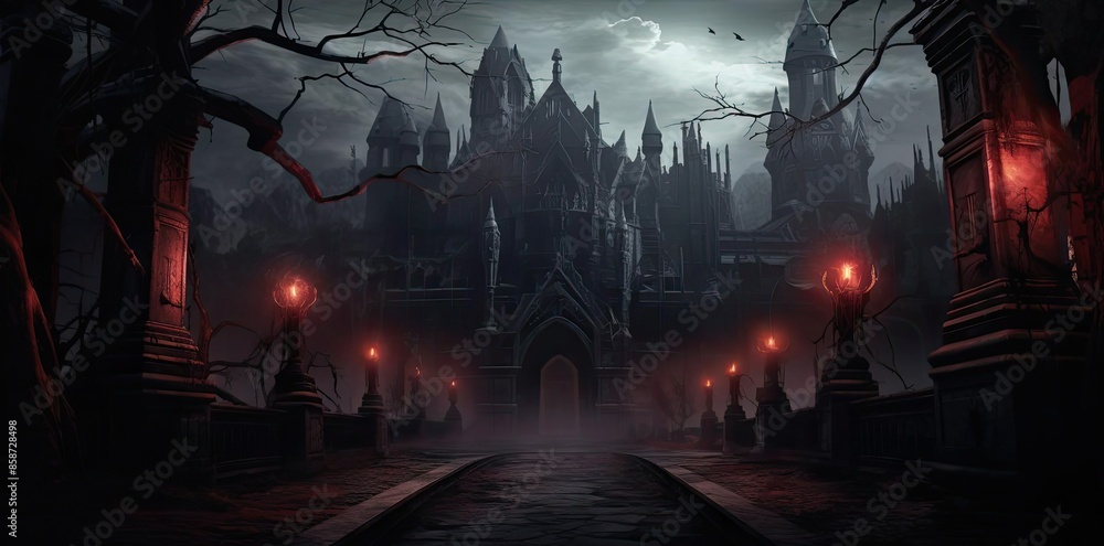 vampire backgrounds wallpaper featuring a spooky castle surrounded by a ...