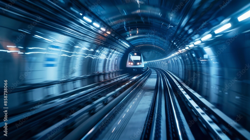 surreal underground transportation network with high-speed maglev ...