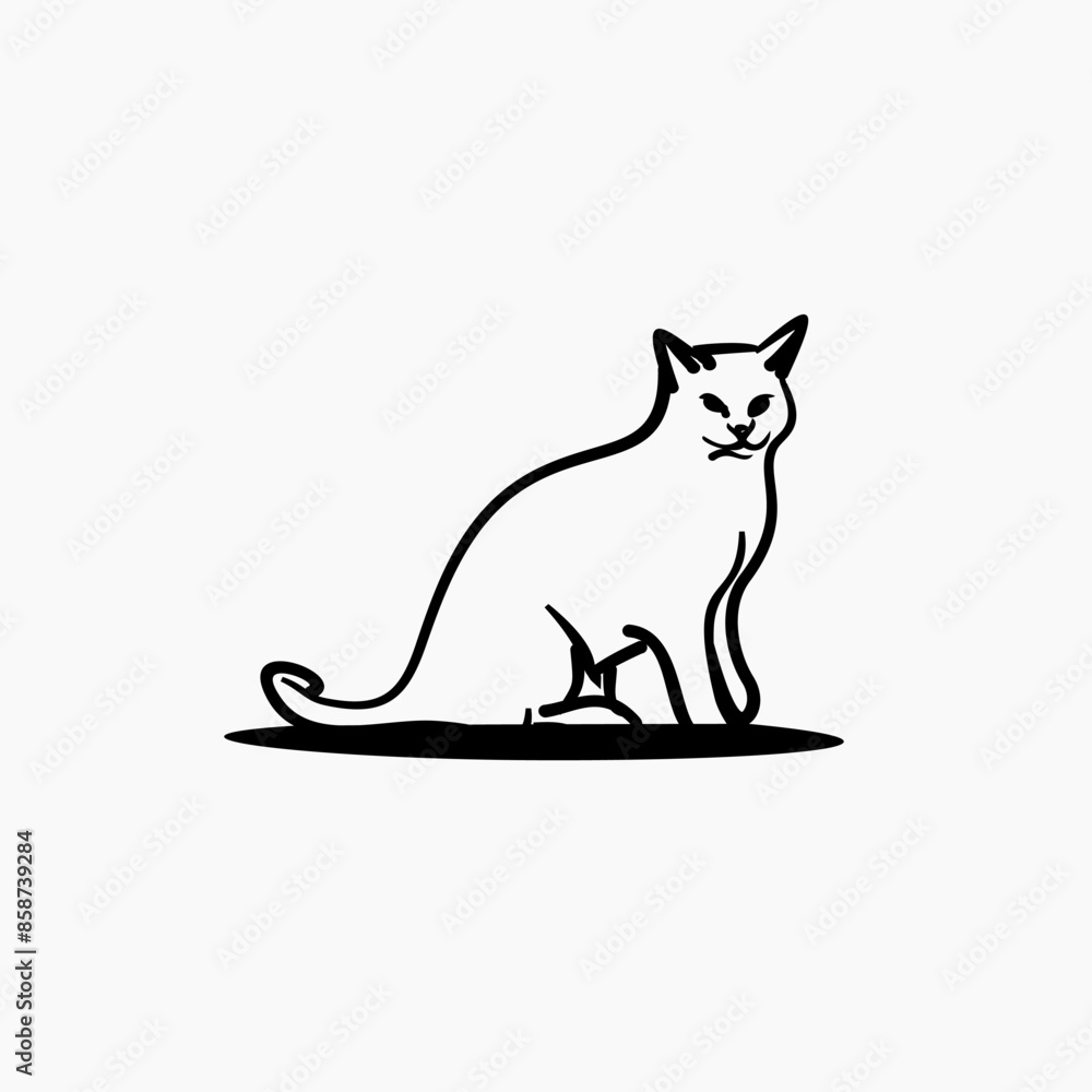 cat outline vector design template . cat doodle drawing . line art cat ...