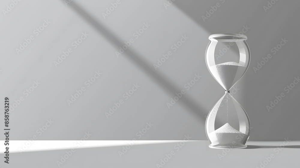 Vector graphic of an hourglass with sand halfway through, symbolizing a ...