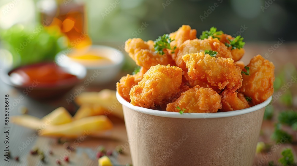 Delicious Chicken Variety Meal in Bucket with Boneless Wings, Nuggets ...