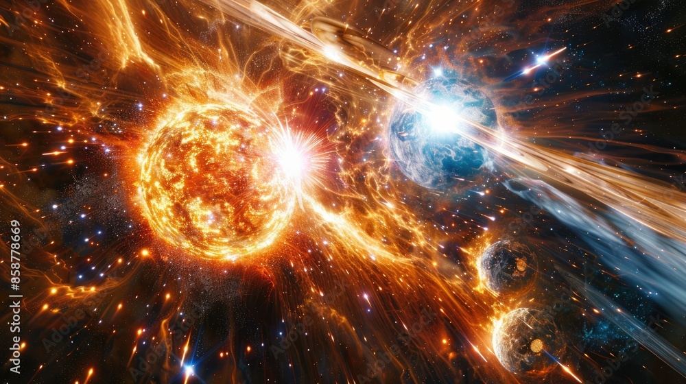 Photograph of a cosmic collision, two stars merging in a cataclysmic ...