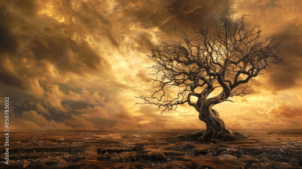 An artistic representation of a family tree with withered branches and ...