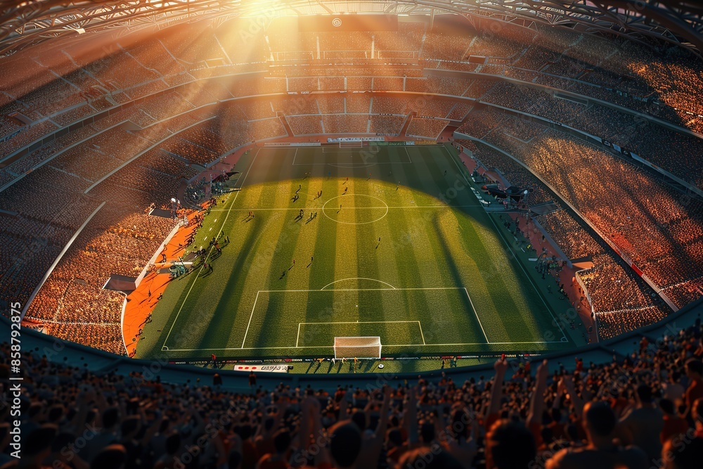 Empty football soccer arena tribunes without fans. Soccer football ...