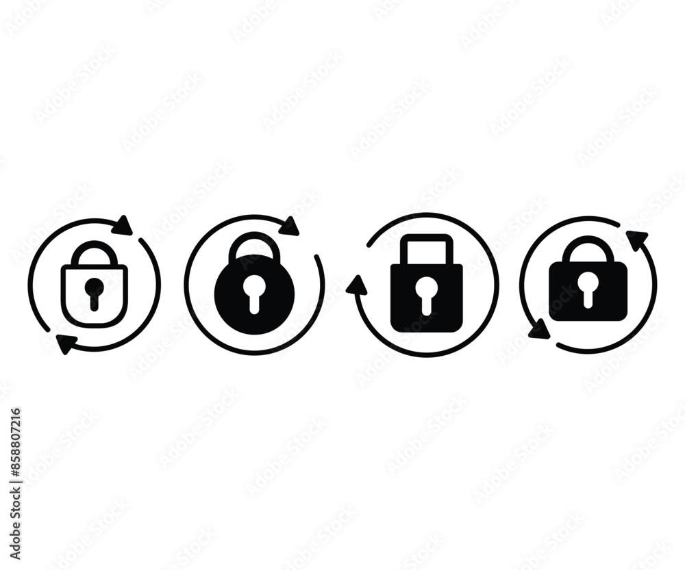 reset password lock round with arrow icons symbol vector design black ...