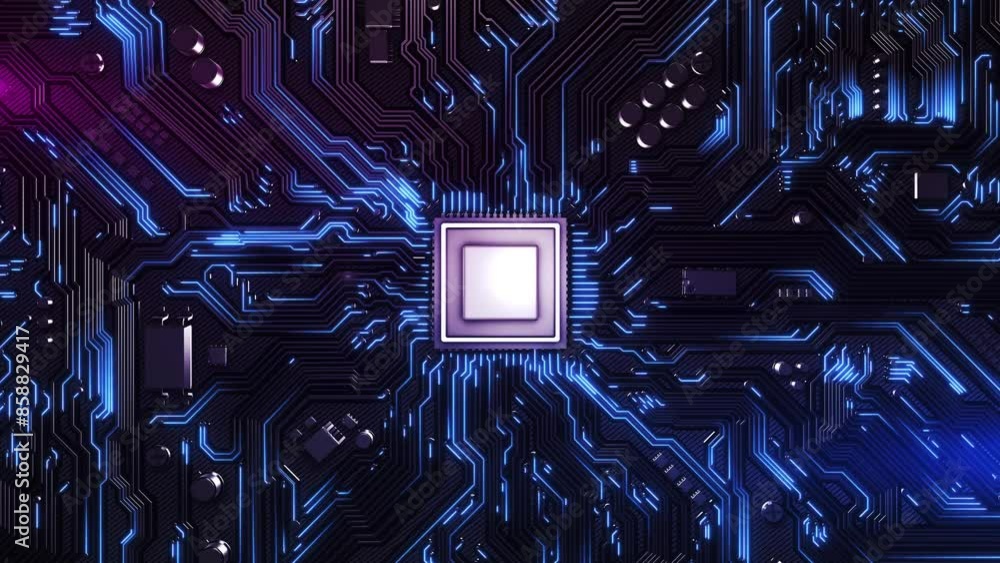 Computer Processors CPU. Motherboard digital chip. Tech science background. Computer motherboard ...