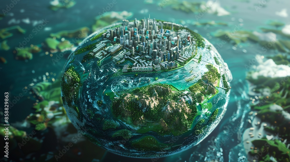 Hightech 3D Earth model with interactive layers, showing climate zones ...