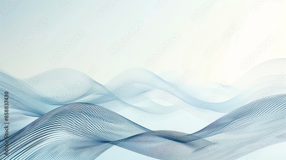 Abstract light blue wave background with flowing lines and smooth ...