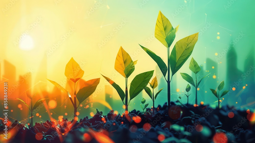 Successful business expansion, impactful growth depicted through a lush ...