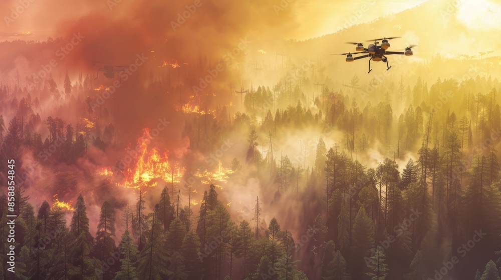 Foto de AI-powered autonomous aerial firefighting system using drones ...