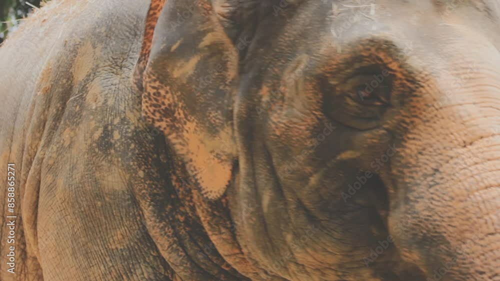 Two large land mammals, Asian elephants, elephas maximus standing side ...