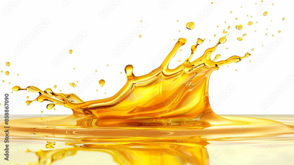 Cooking oil splash with oil drop falling isolated on white background ...