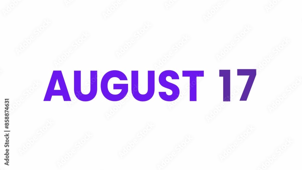 17th August calendar icon animation. Alpha matte with transparent ...