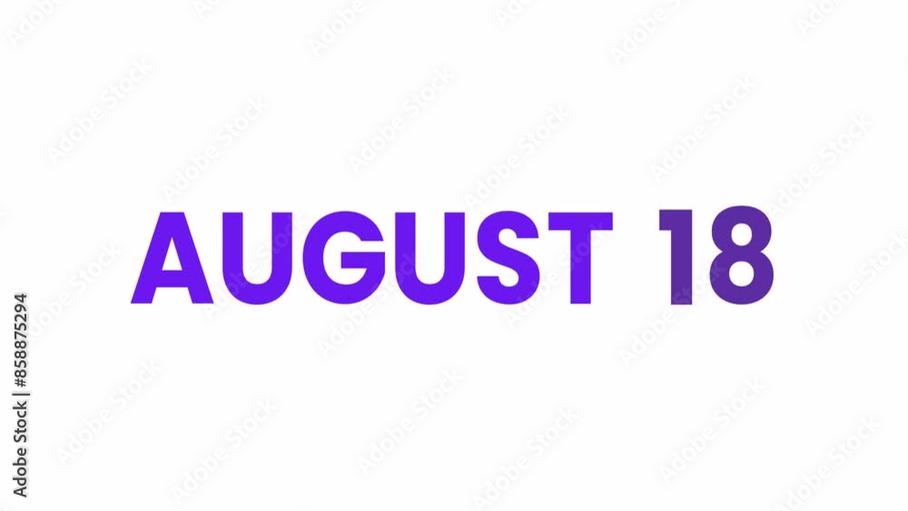 18th August calendar icon animation. Alpha matte with transparent ...