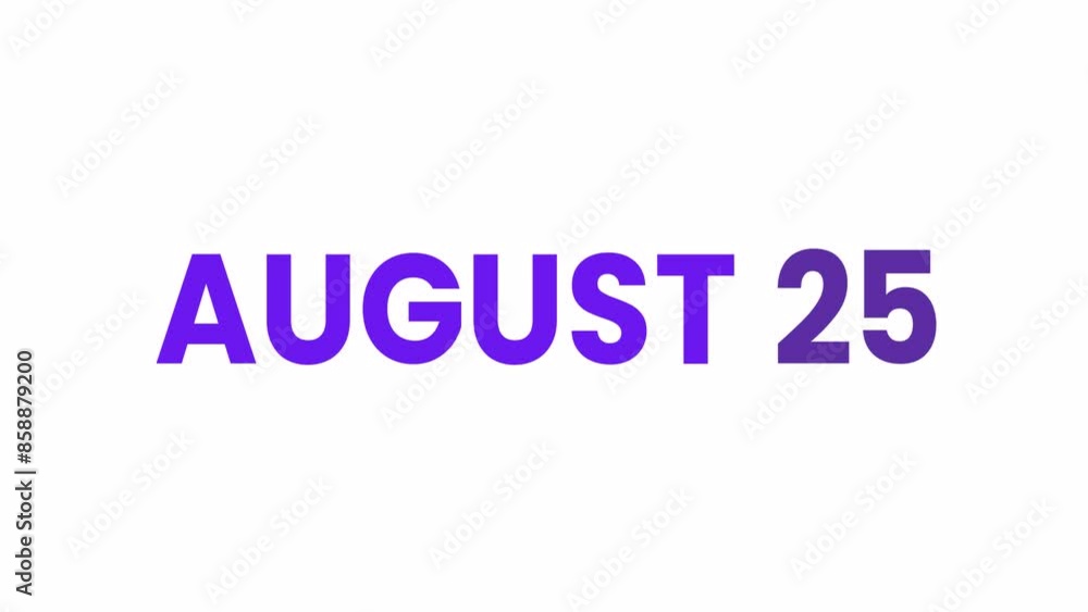 25th August calendar icon animation. Alpha matte with transparent ...