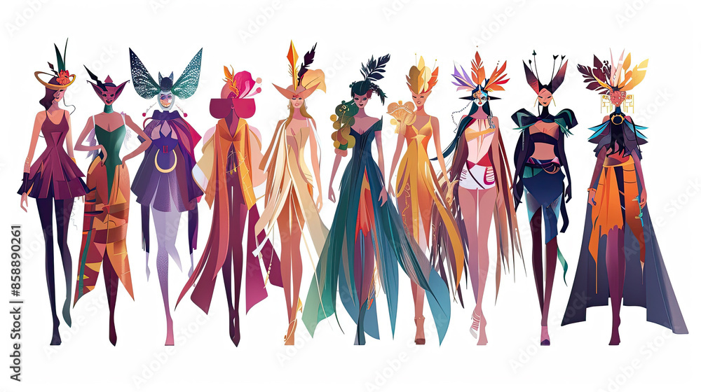 Mythical creatures strut the runway in designer outfits, creating a ...
