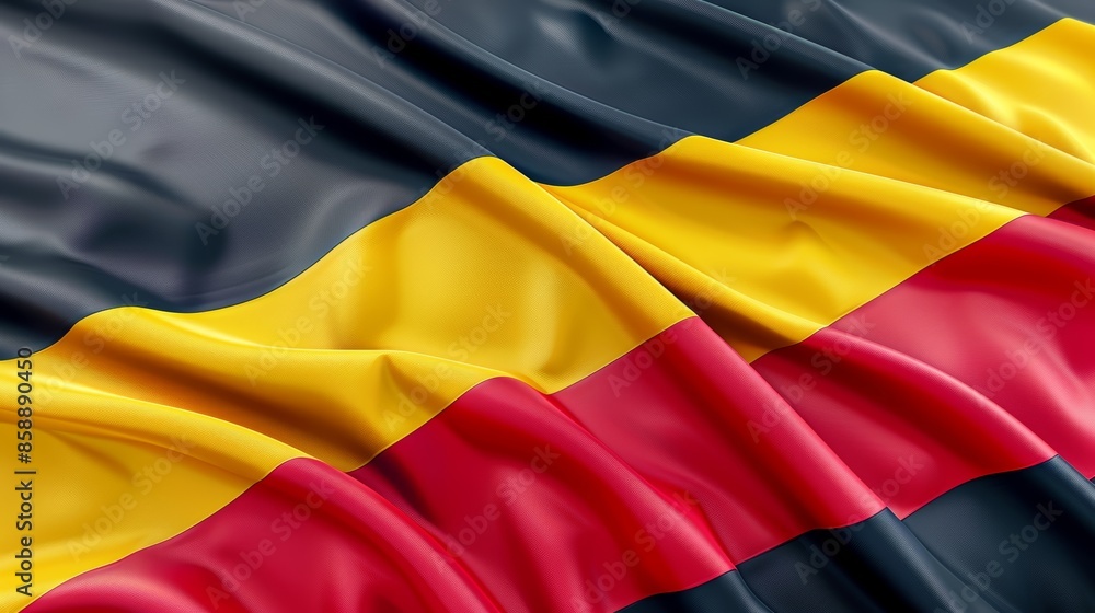 Close-up of a wrinkled German flag with vibrant colors. The fabric ...