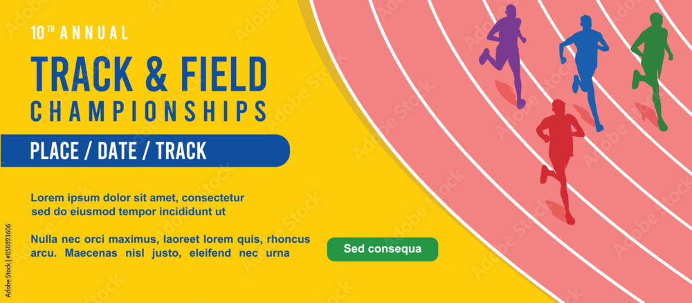 Great elegant colorful vector editable track and field runner poster ...