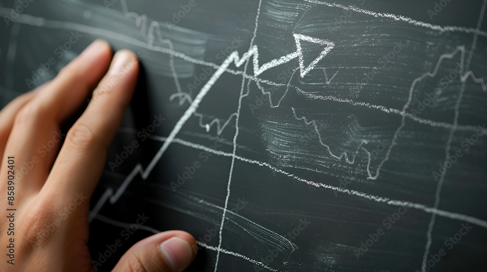 business growth chart showing financial success on stock market, Hand ...