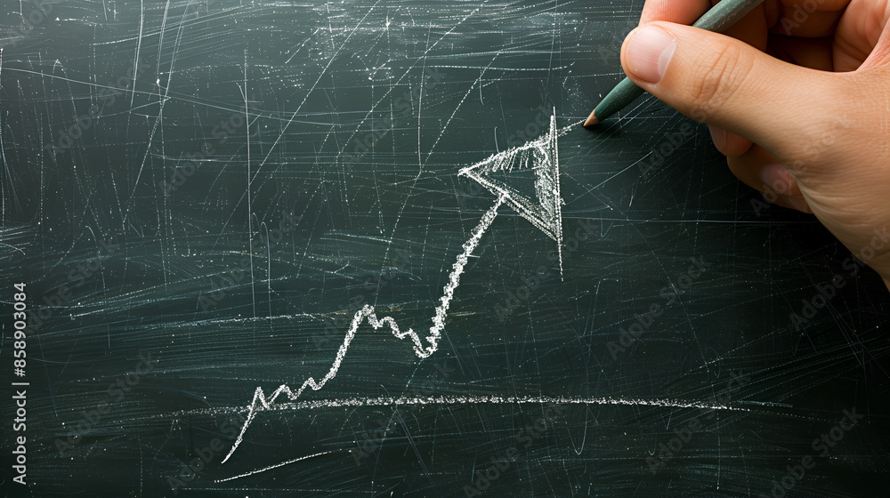 business growth chart showing financial success on stock market, Hand ...