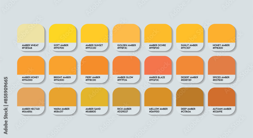 Amber Color Palette, Amber Color Guide Palette with Color Names ...
