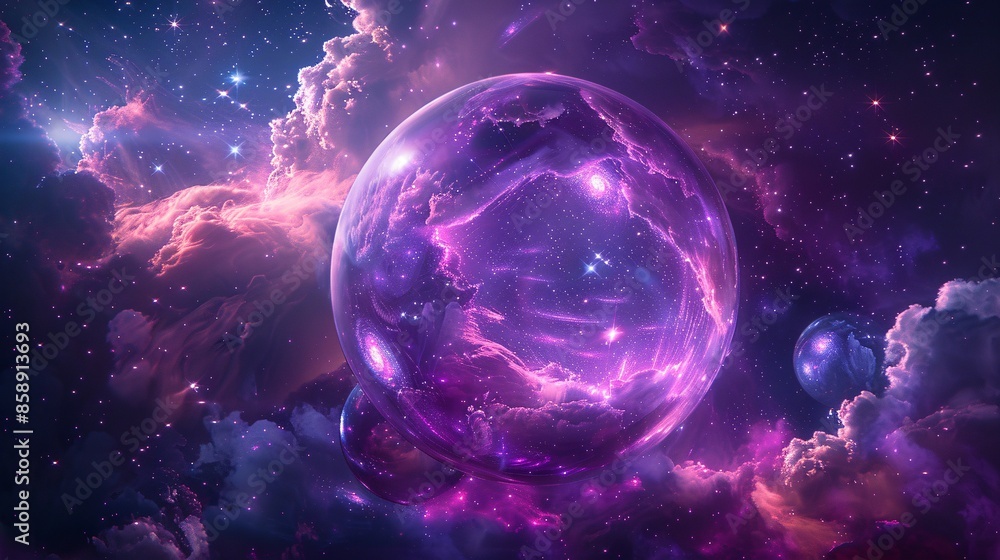 Epic digital artwork showcasing a spectacular cosmic cloud burst within ...