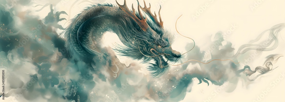 3. Craft an enchanting visual of a majestic Chinese dragon emerging ...