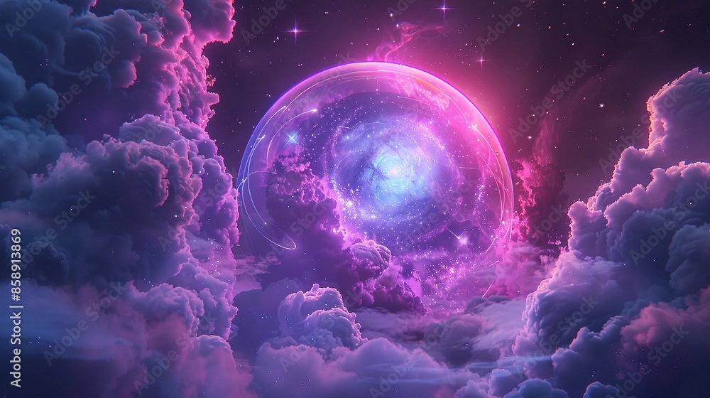 Epic digital artwork showcasing a spectacular cosmic cloud burst within ...