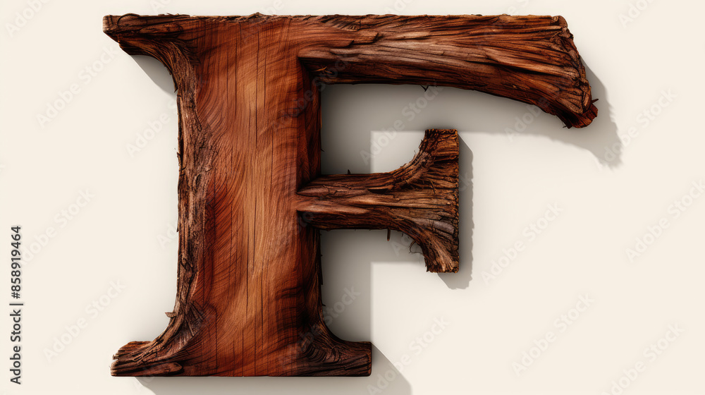 Rustic 3d wooden letter F, wood typography font, alphabet abc, isolated ...