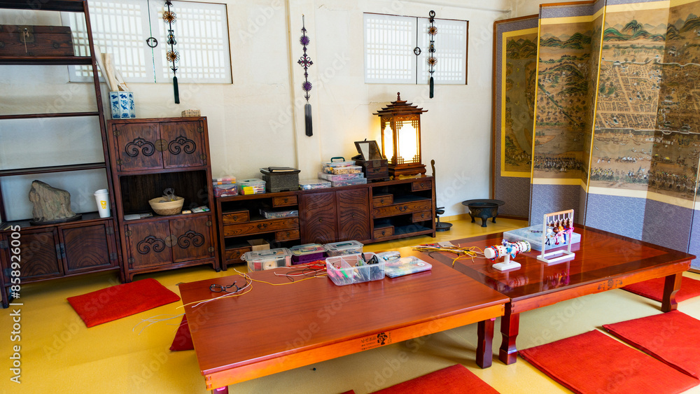 KOREA, SEOUL – April 2024: Inside the Old House at Namsangol Hanok ...