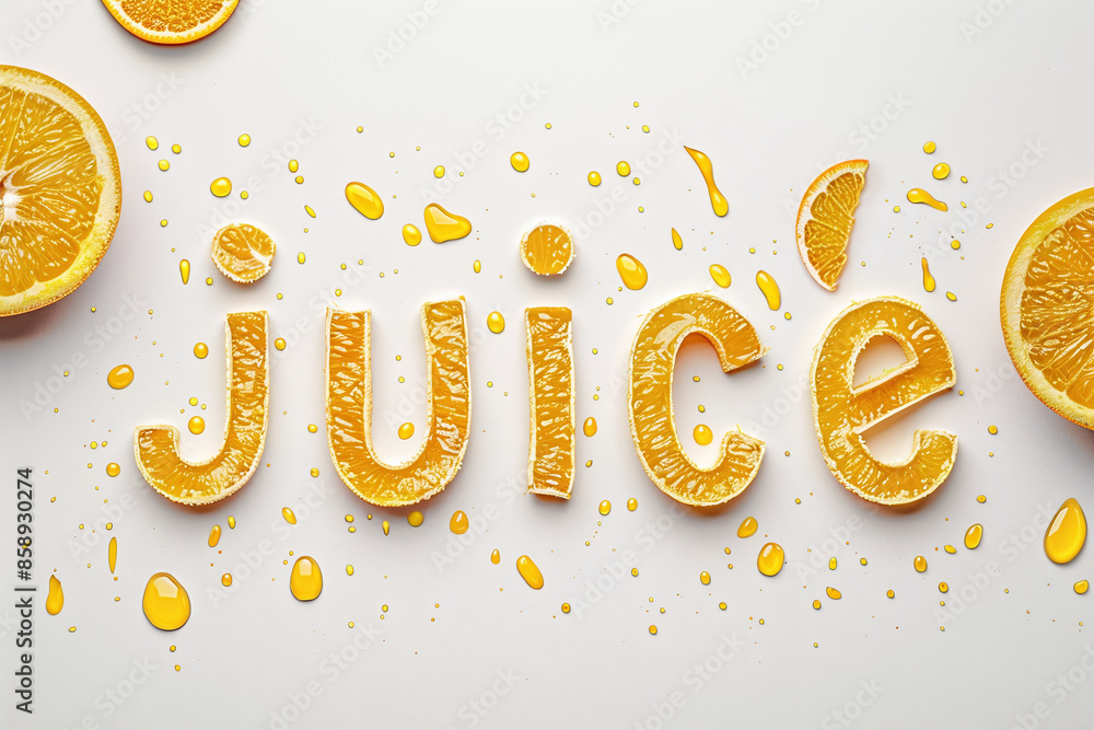 Juice lettering on white background, natural fresh orange juicy font ...