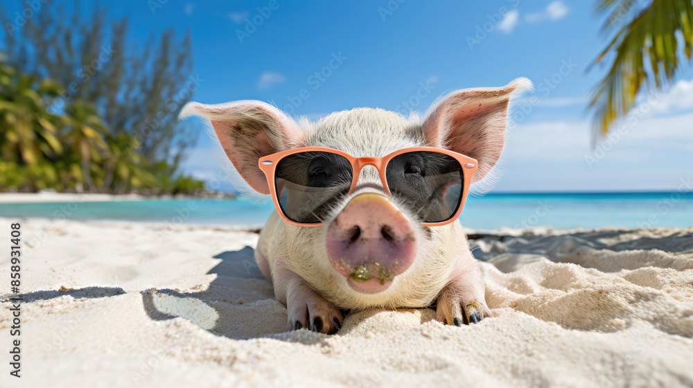 Funny animal pet summer holiday vacation photography banner background ...