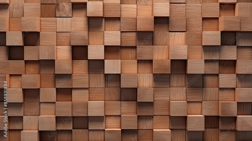 Abstract block stack wooden 3d cubes on the wall for background banner ...