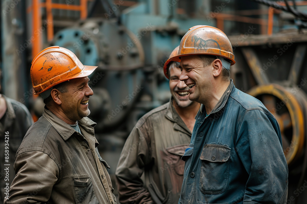 Professional shipbuilders working with a safety helmet, welding parts ...