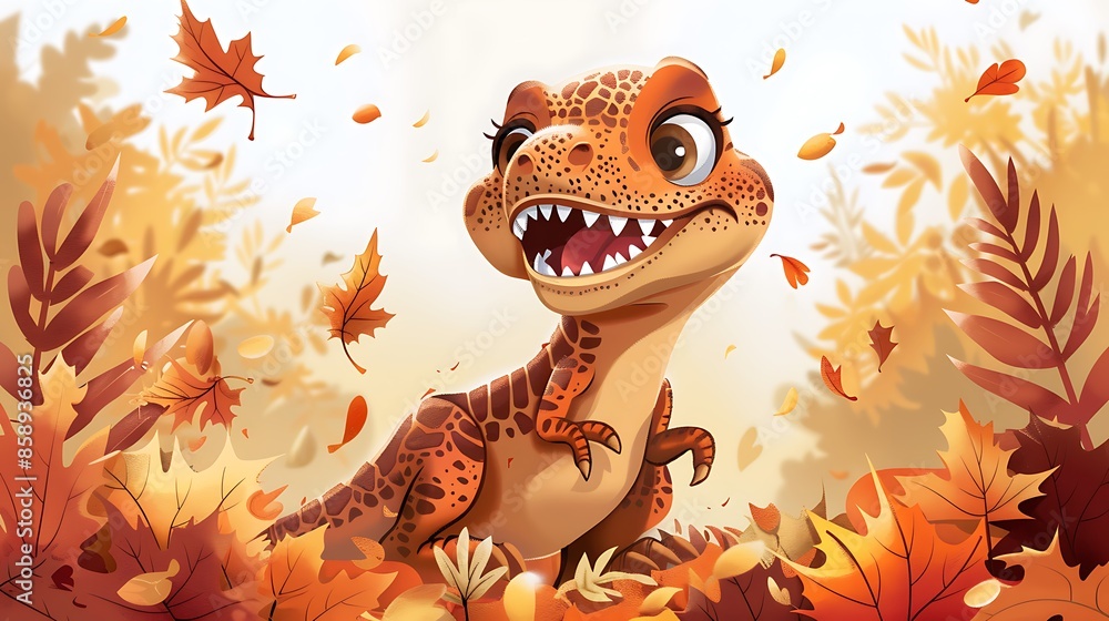 A cuddly baby Tyrannosaurus Rex with tiny teeth and a big, goofy smile ...