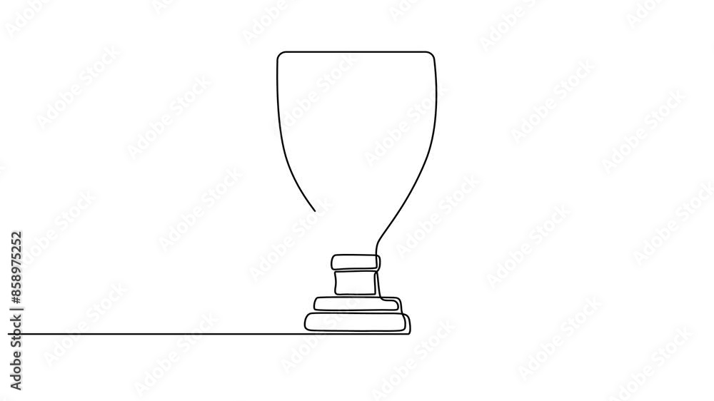 Animated continuous one line drawing of Trophy cup. Champion trophy ... Animated continuous one line drawing of Trophy cup. Champion trophy ...
