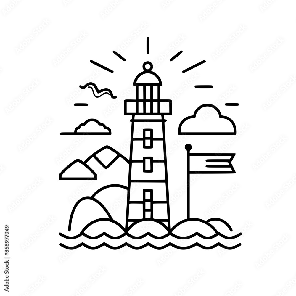 Lighthouse icon, Lighthouse outline, Lighthouse vector, ocean svg ...
