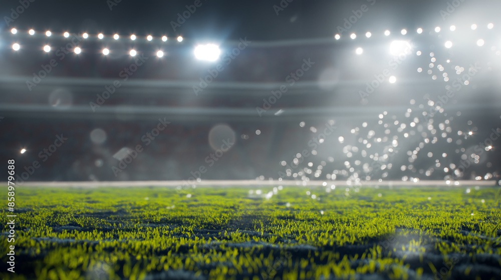 3D rendering of a football stadium, green grass and stadium during ...