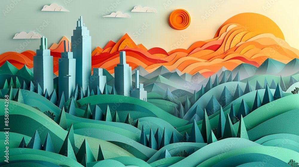 Vibrant paper craft illustration capturing the dynamic interplay ...