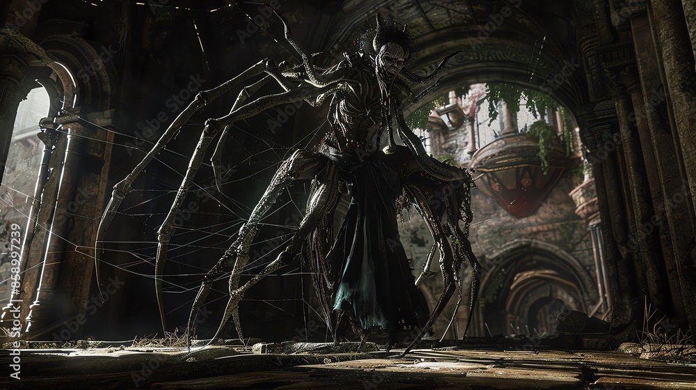 Jorogumo Spider Demon The Jorogumo spider woman weaving her web in a ...